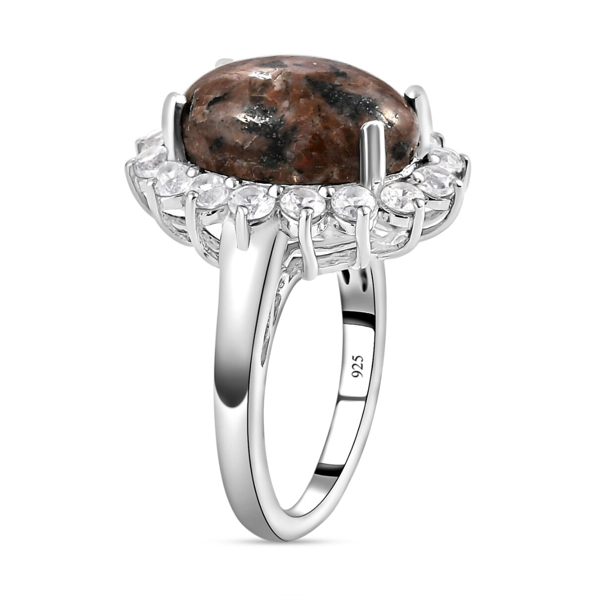Yooperlite and Natural Cambodian Zircon Ring in Platinum Overlay ...