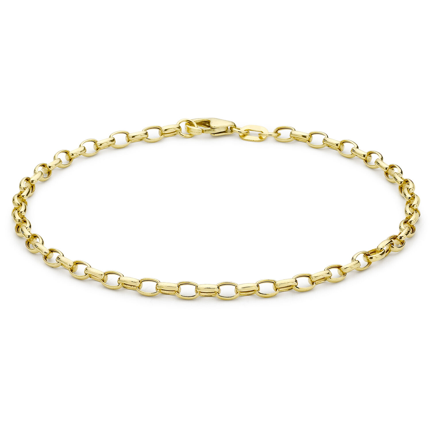 9K Yellow Gold 2.6mm Hollow Oval Belcher Bracelet 7 Inch - 7193386 - TJC