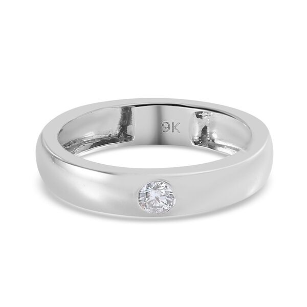 Diamond Flush Set Solitaire Band Ring in 9K White Gold 2.75 Grams I1 GH ...