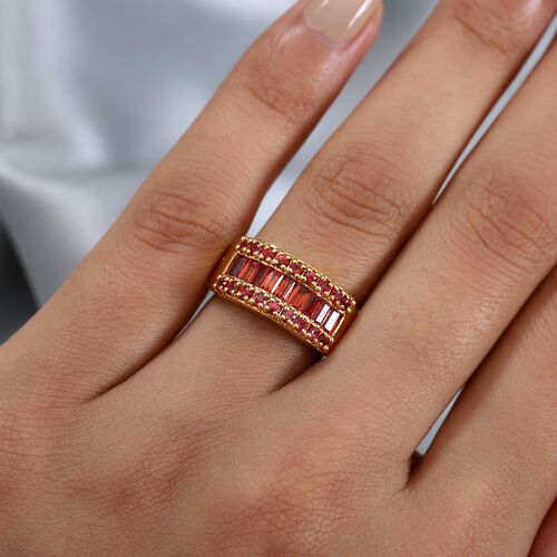 2.Ct. Red Sapphire Band Ring in Gold Plated Sterling Silver - M3804871 ...