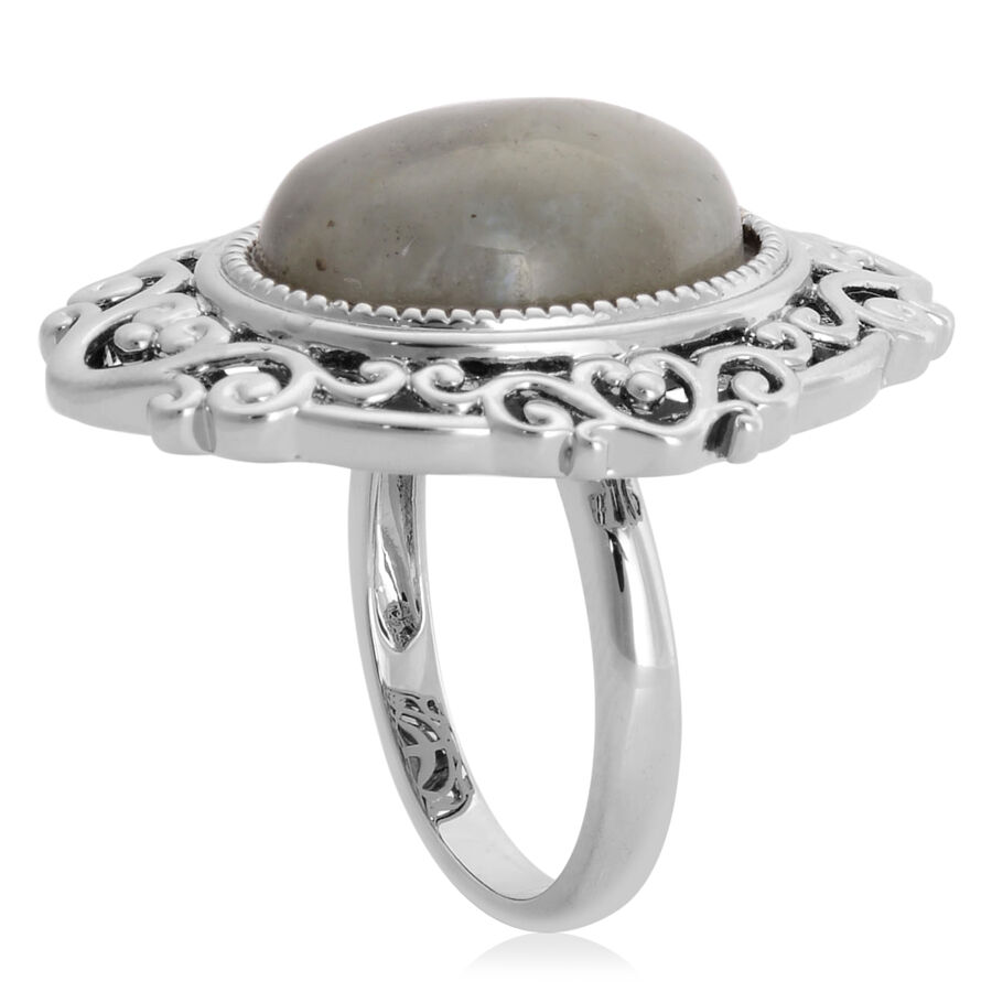 Labradorite (Ovl) Solitaire Ring in Silver Tone 11.000 Ct. - M2046061 - TJC