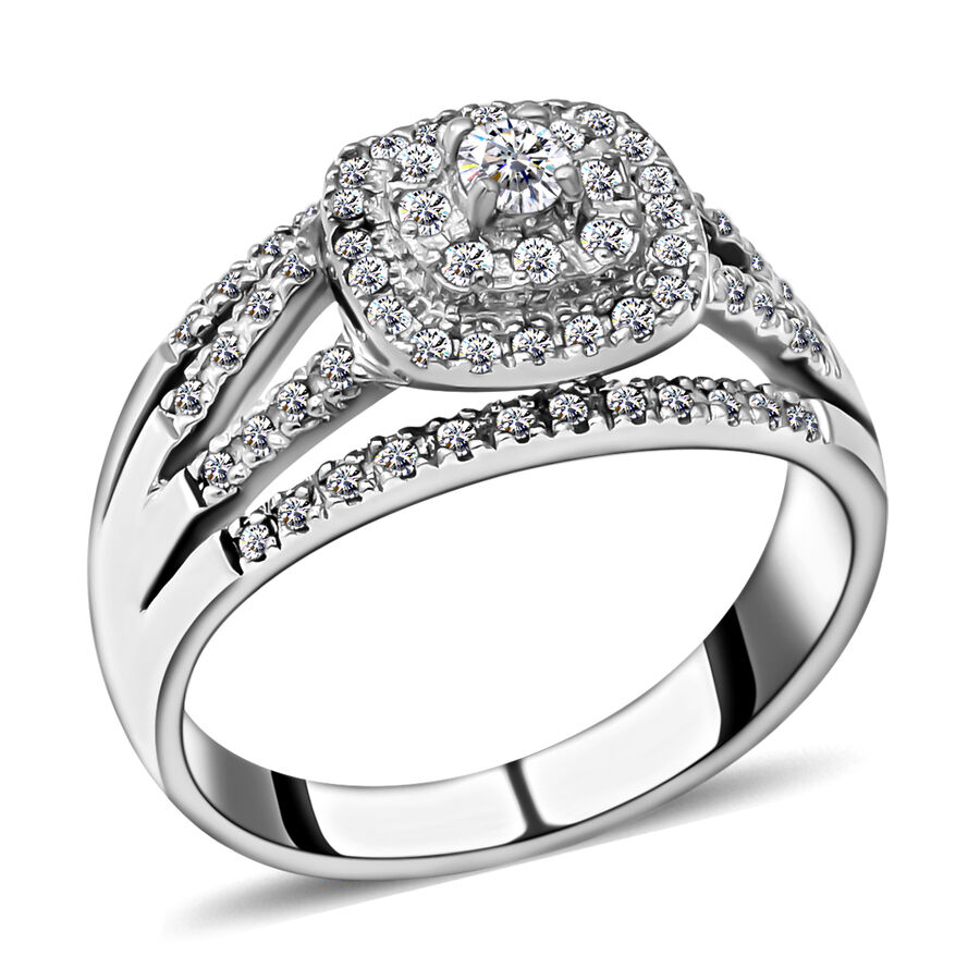 0.52 Ct. Moissanite Ring in Rhodium Plated Sterling Silver - M6252955 - TJC