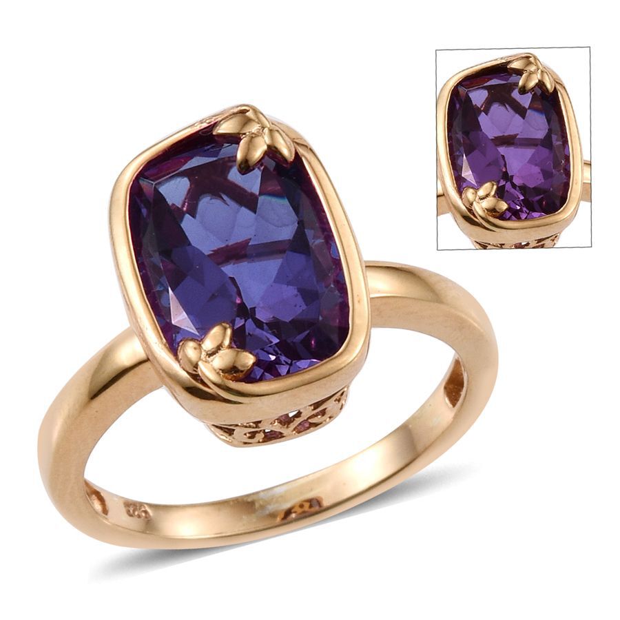 Lavender Alexite (Cush) Solitaire Ring in 14K Gold Overlay Sterling ...