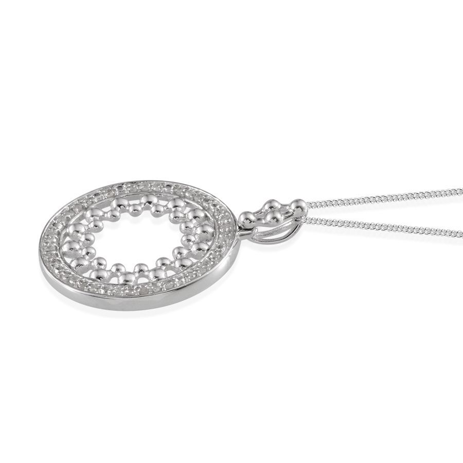 Diamond (Rnd) Pendant With Chain in Platinum Overlay Sterling Silver 0. ...