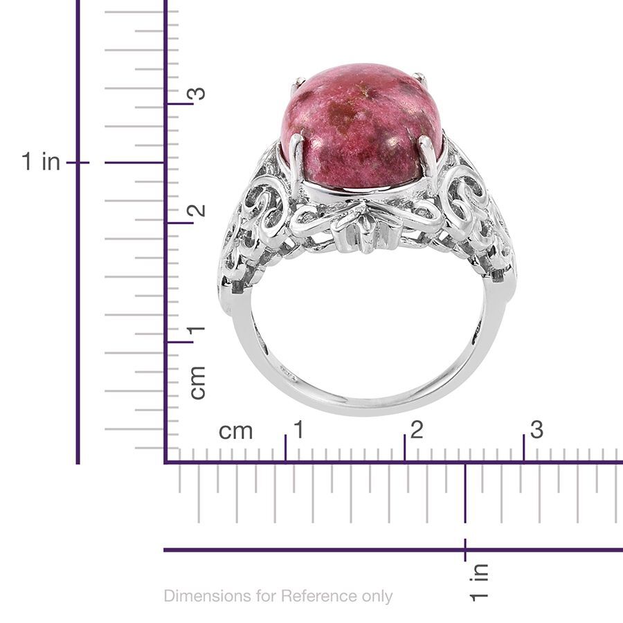 Norwegian Thulite (Ovl) Ring in Platinum Overlay Sterling Silver 13.500 ...