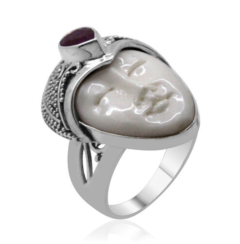 Princess Bali Collection OX Bone Carved Face (Ovl 8.43 Ct) African Ruby ...