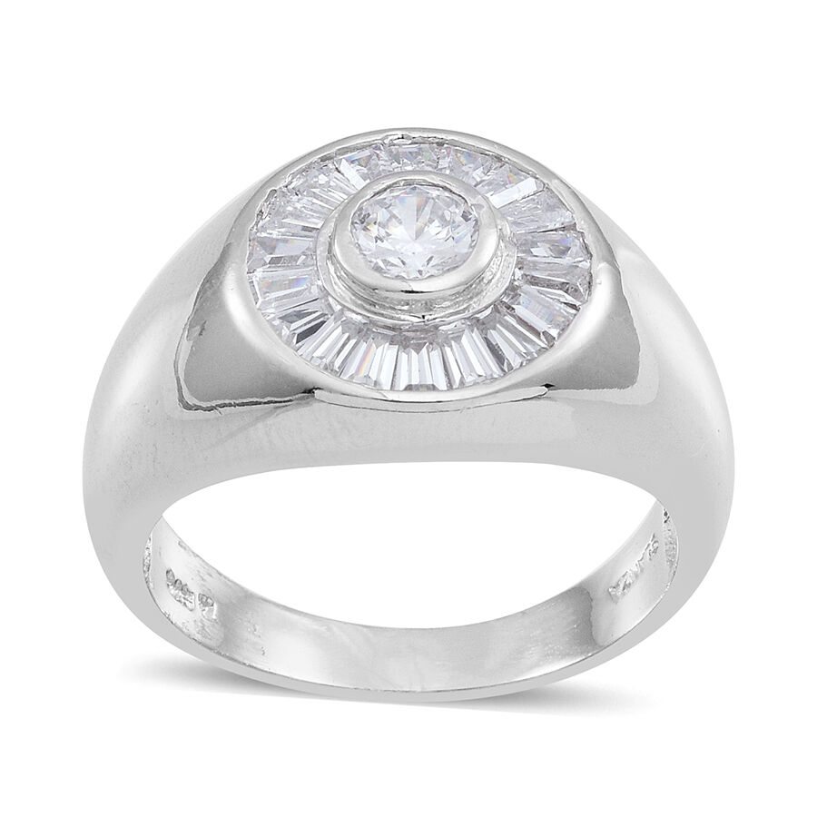 ELANZA AAA Simulated White Diamond (Rnd) Ring in Rhodium Plated ...