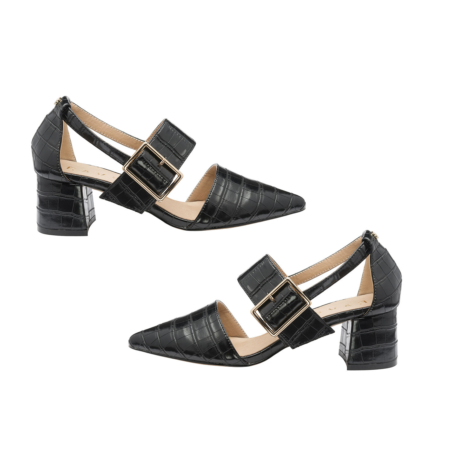 Ravel Black Croc-Print Mayfield Shoes - M3553316 - TJC