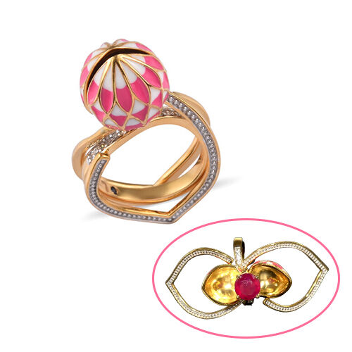 GP 3.14 Ct African Ruby Lotus Reveal Ring in Gold Plated Sterling ...