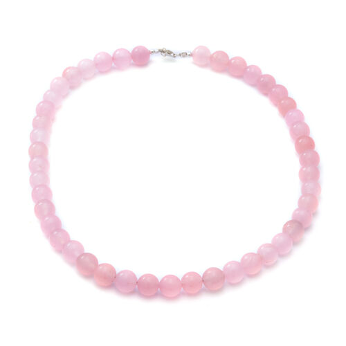 250 Ct. Rose Quartz Beads Necklace in Sterling Silver 18 Inches ...