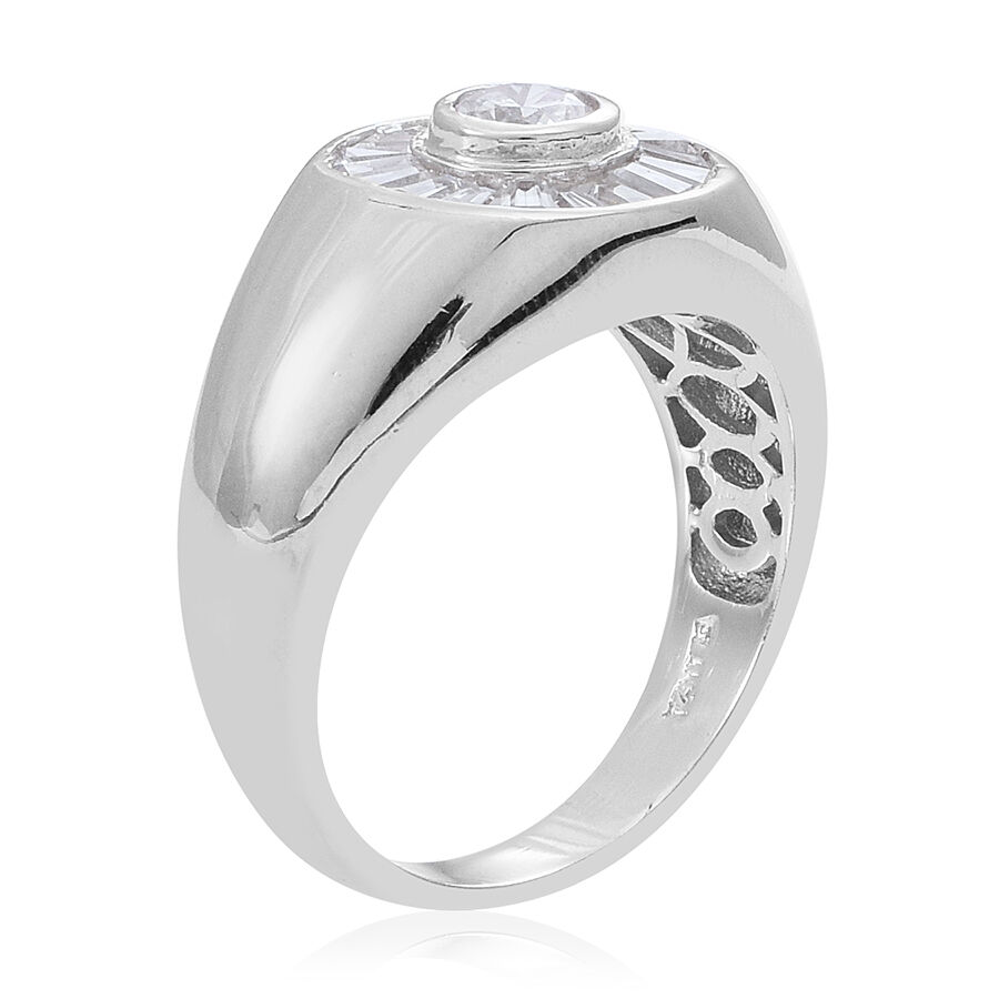 ELANZA AAA Simulated White Diamond (Rnd) Ring in Rhodium Plated ...