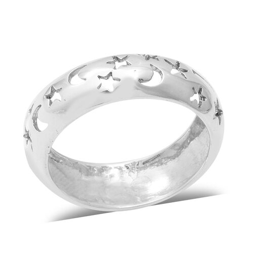 Moon and Star Band Ring in Sterling Silver - M3594413 - TJC