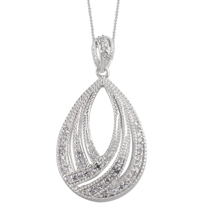 Diamond (Rnd) Pendant With Chain in Platinum Overlay Sterling Silver 0. ...