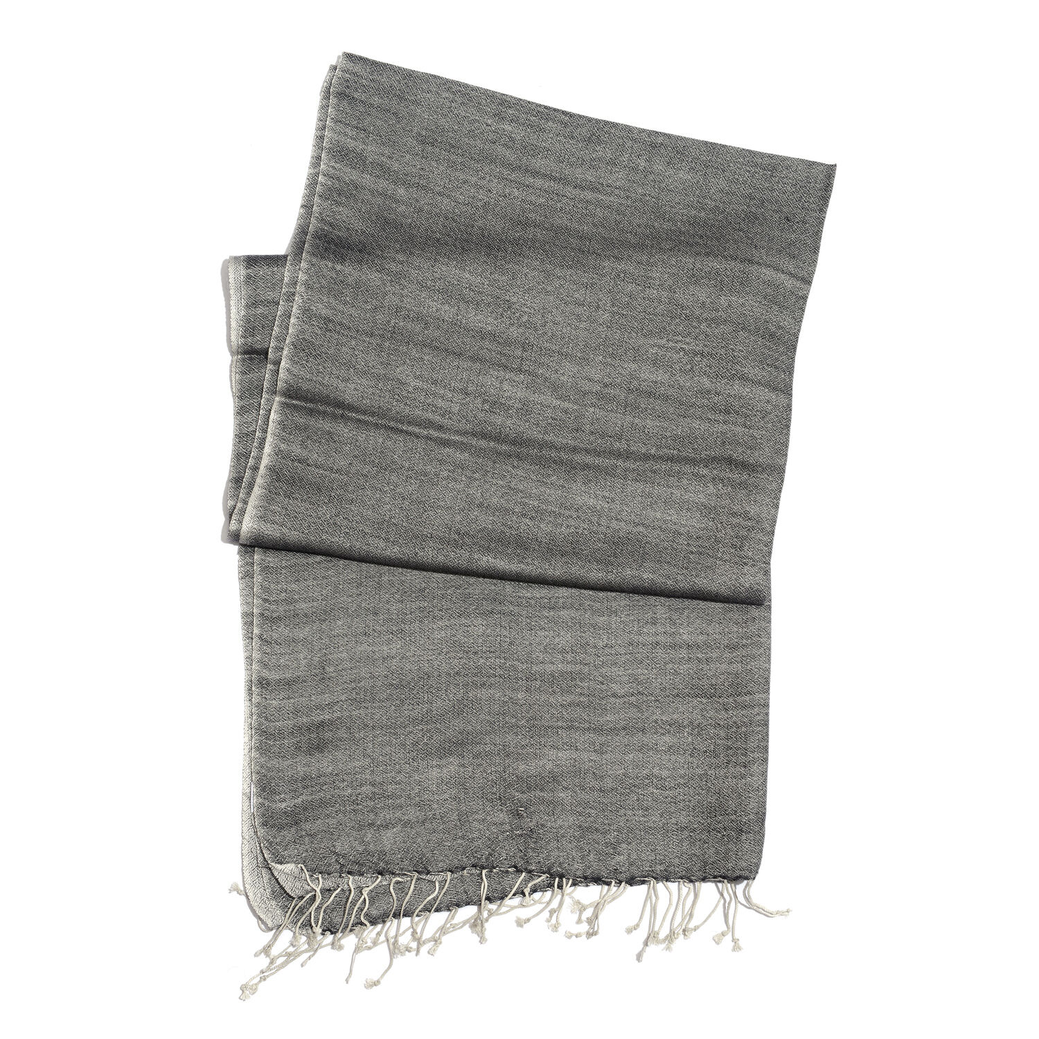 Mulberry Silk, Merino Wool Blend (50%) Handloom Dark Grey and Silver ...