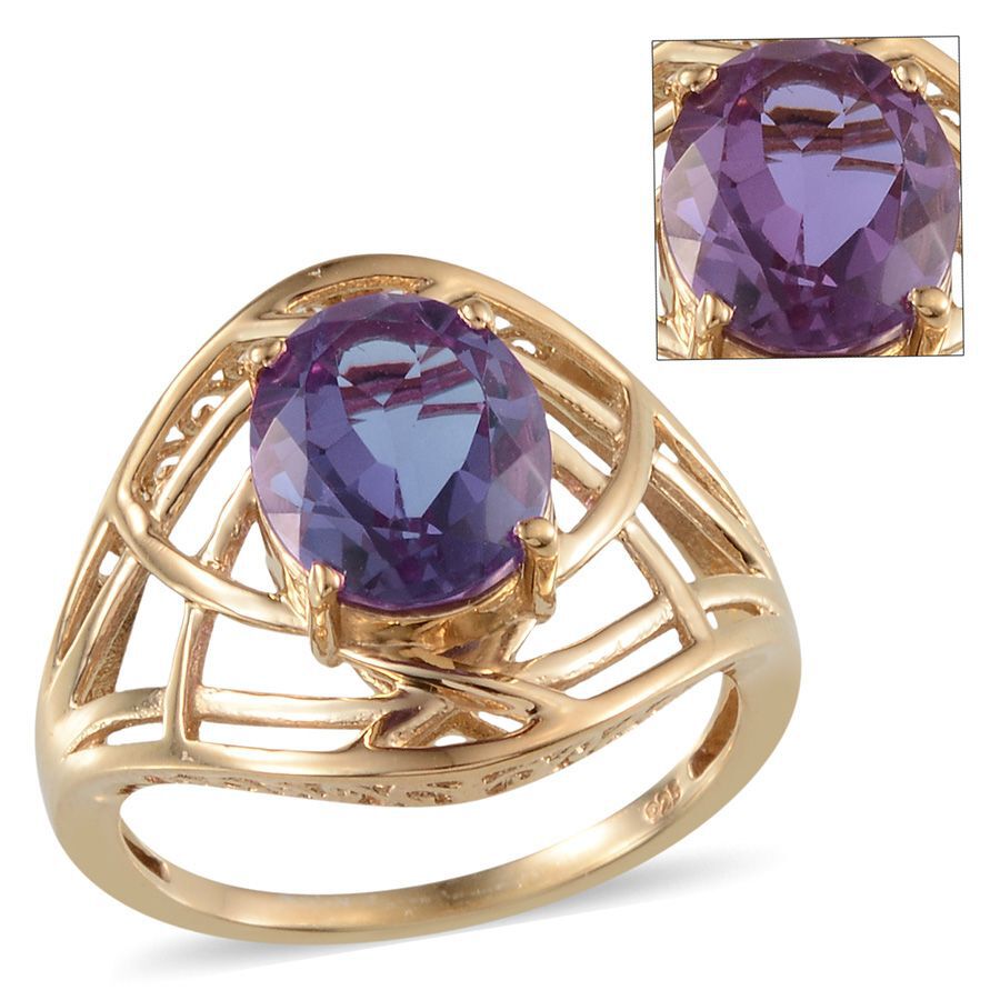 Lavender Alexite (Ovl) Solitaire Ring in 14K Gold Overlay Sterling ...