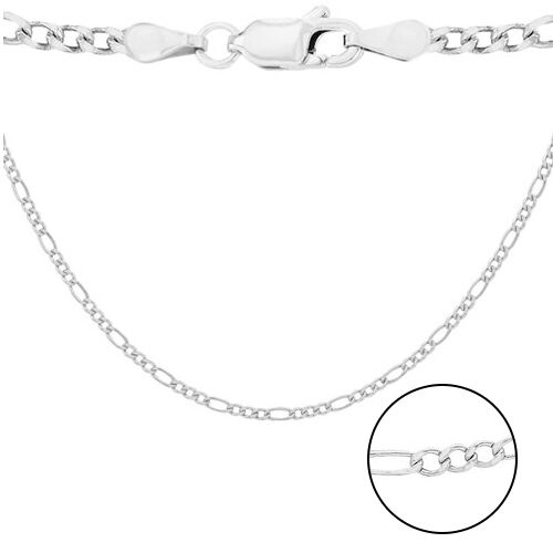 Vicenza Collection Diamond Cut Figaro Chain in Sterling Silver Size 20 ...