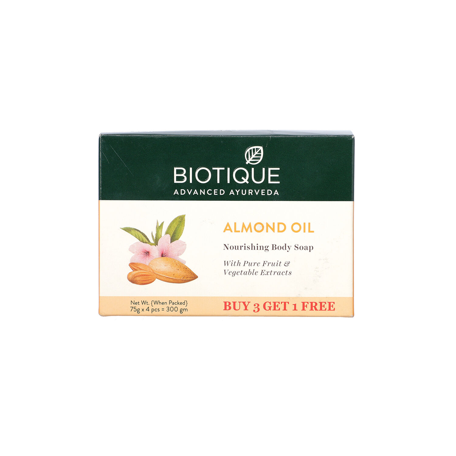 Set of 4 - Biotique Bio Almond Soap (75gm Each) - 3613401 - TJC