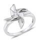 Platinum Overlay Sterling Silver Origami Windmill Ring, Silver wt 3.11 ...