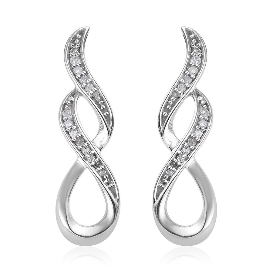 0.15 Ct Diamond Infinity Symbol Earrings in Platinum Plated Sterling ...