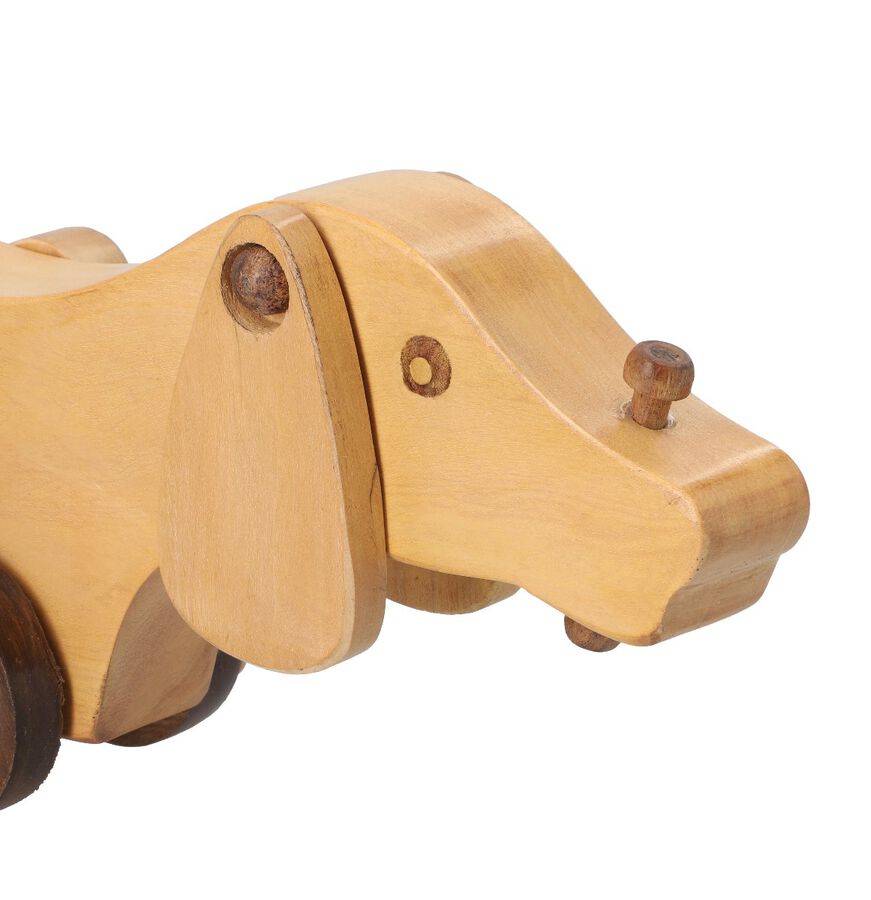 Handcrafted Wooden Toy Dog with Wheels for Kids - 3489531 - TJC