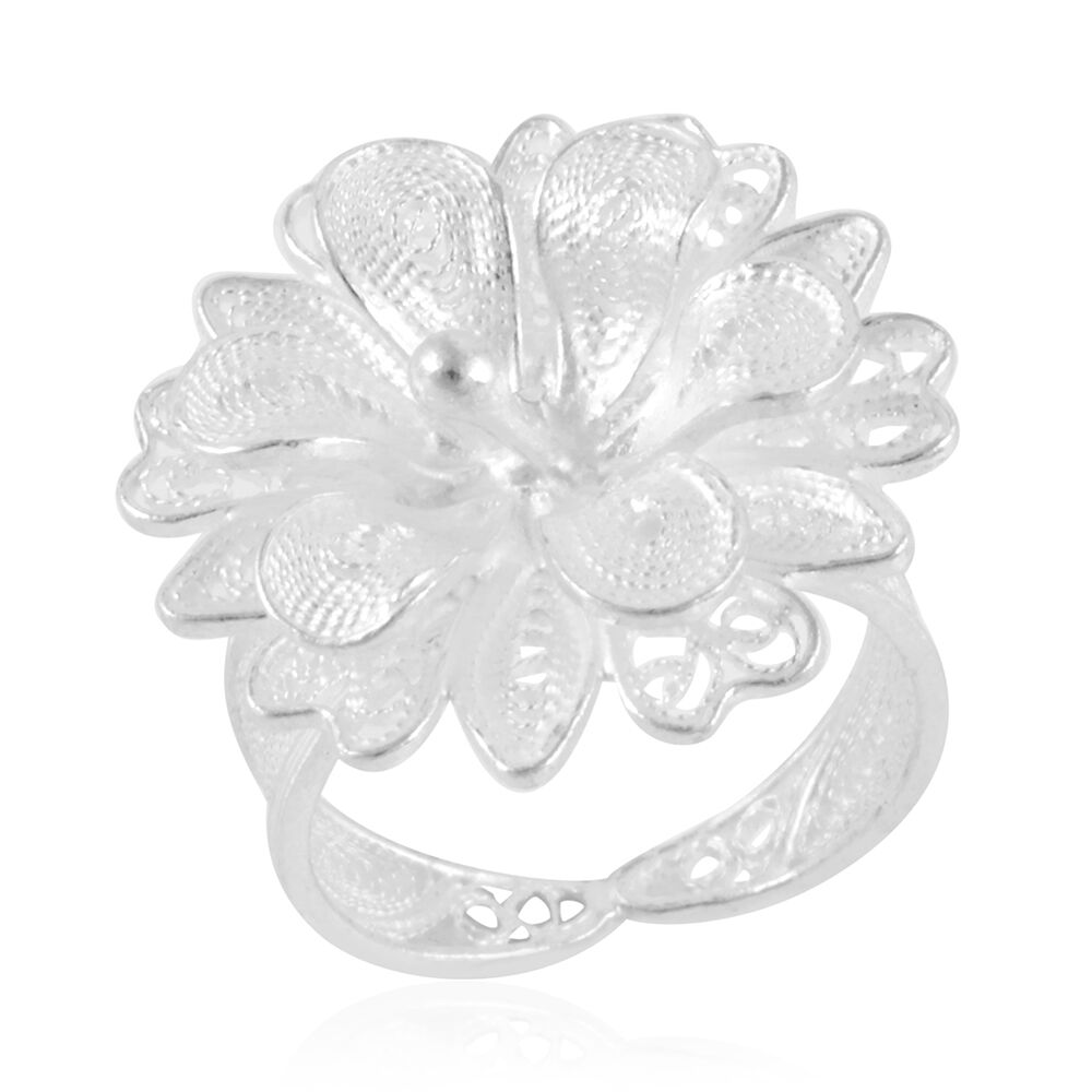 Royal Bali Collection Sterling Silver Floral Ring, Silver wt 3.10 Gms ...