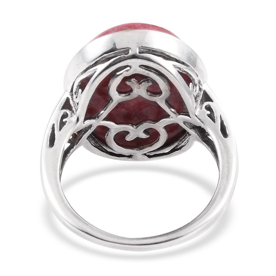 Norwegian Thulite (Ovl) Ring in Platinum Overlay Sterling Silver 17.250 ...