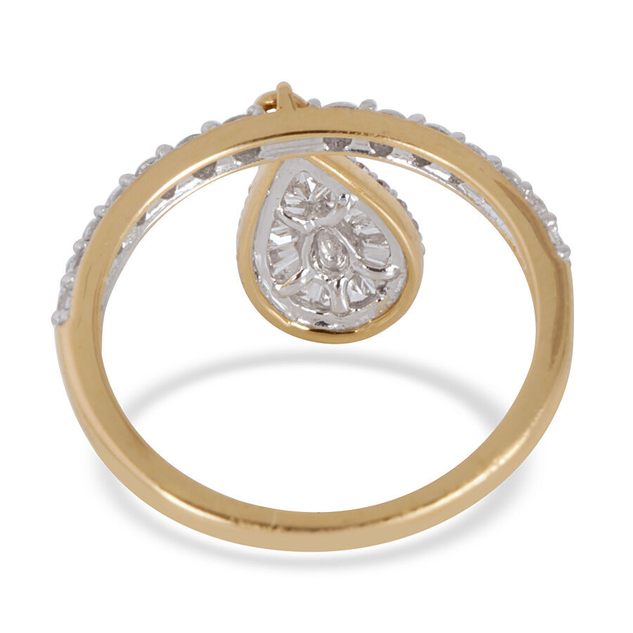 ILIANA 18K Y Gold SGL Certified Diamond (SI/ G-H) Drop Charm Ring 0.500 ...
