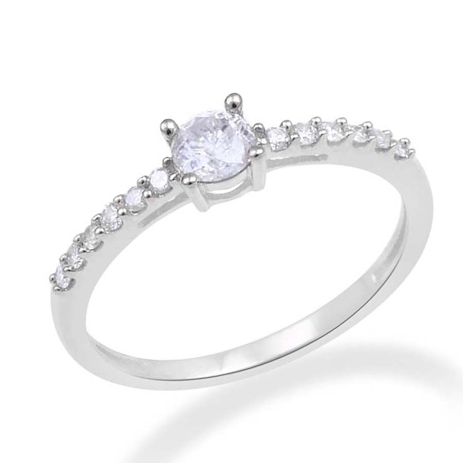 9K White Gold GSI Certified Diamond (Rnd) (I3/G-H) Ring 0.500 Ct ...