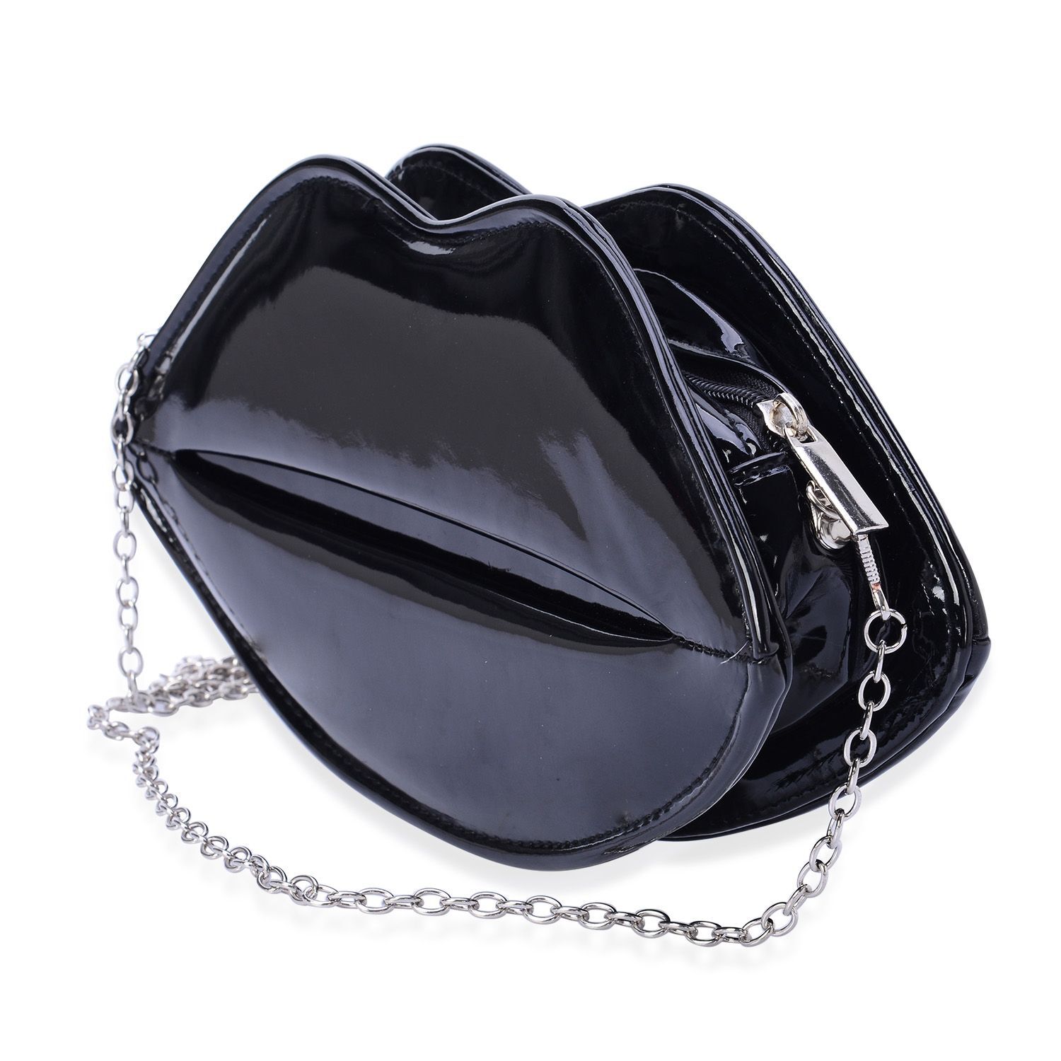 Black Pout Shape Clutch Bag with Chain Strap (Size 28x14x5 Cm ...