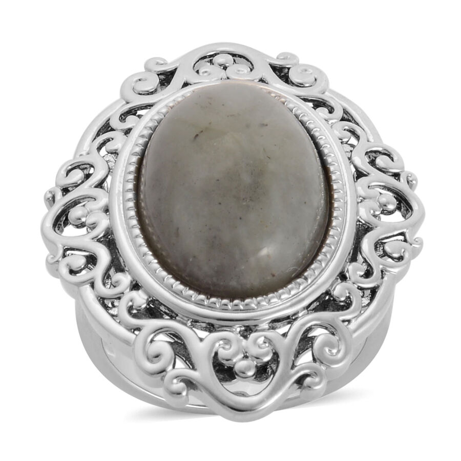 Labradorite (Ovl) Solitaire Ring in Silver Tone 11.000 Ct. - M2046061 - TJC