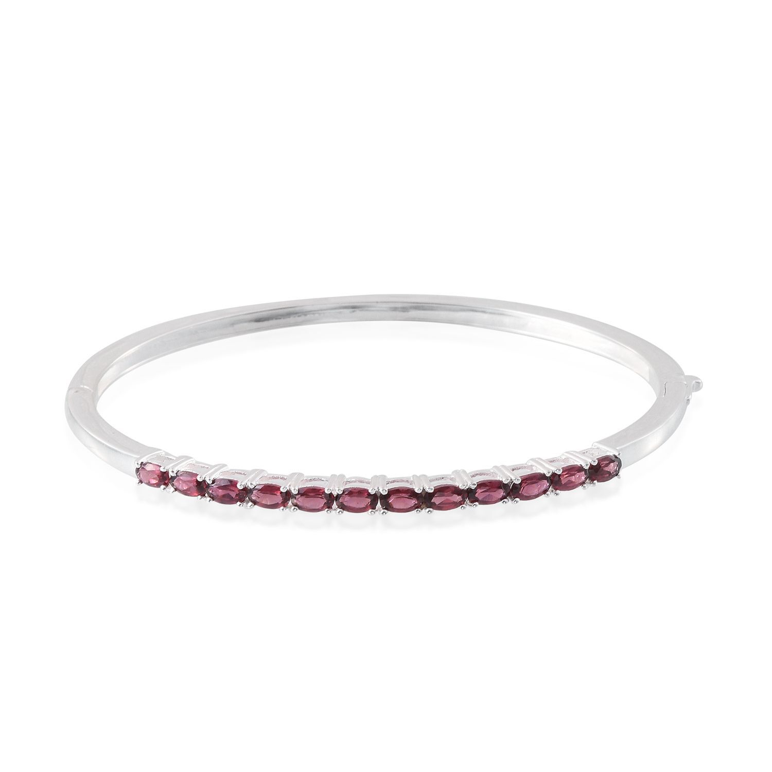 Rhodolite Garnet (Ovl) Bangle (Size 7.5) in Sterling Silver 3.500 Ct ...