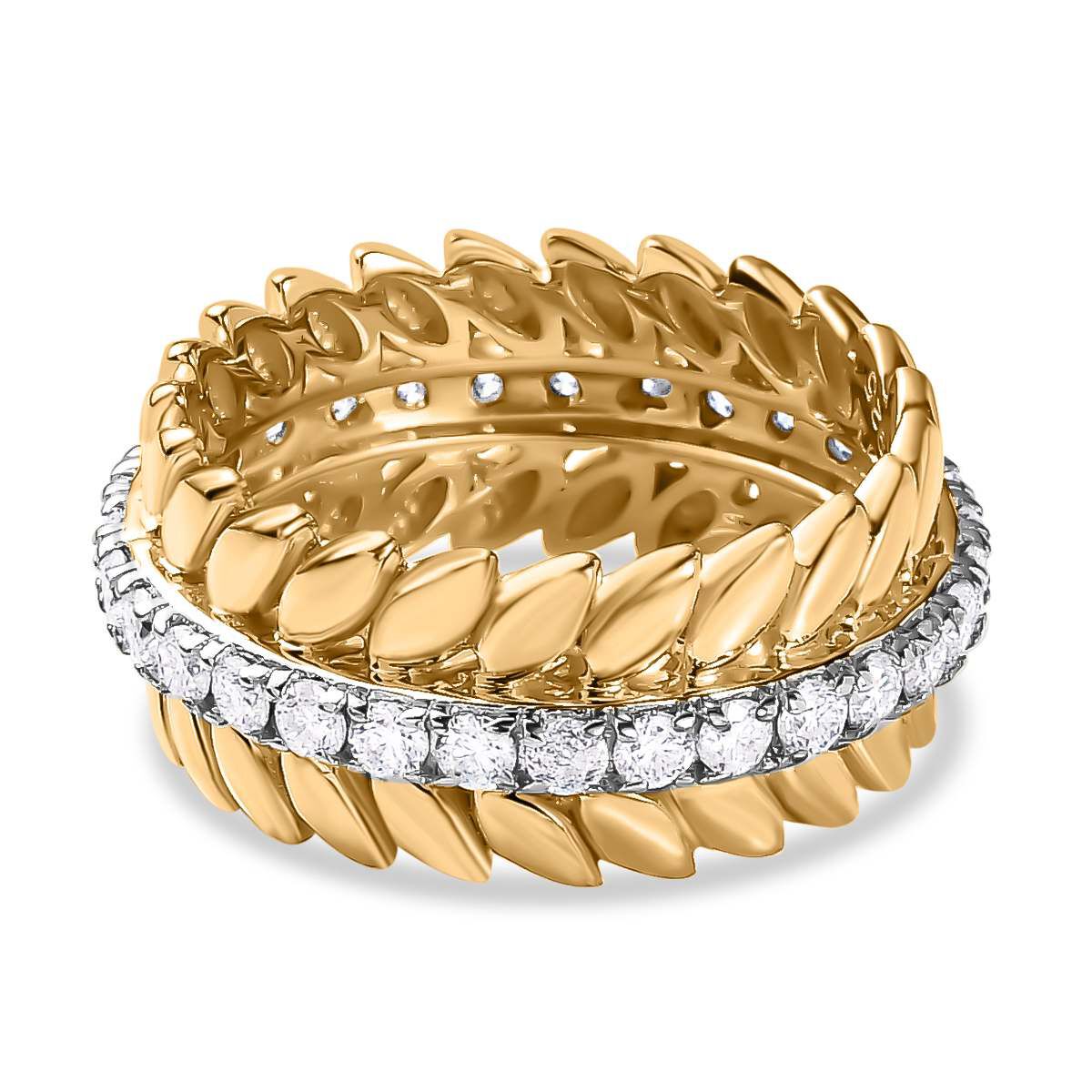 TJC Launch - Moissanite Wreath Wedding Band Ring in 18K Vermeil YG ...