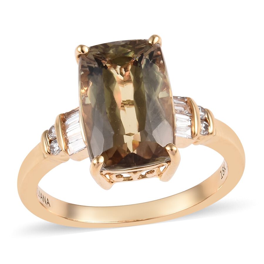 ILIANA 4.85 Ct AAA Turkizite and Dimaond Solitaire Design Ring in 18K ...