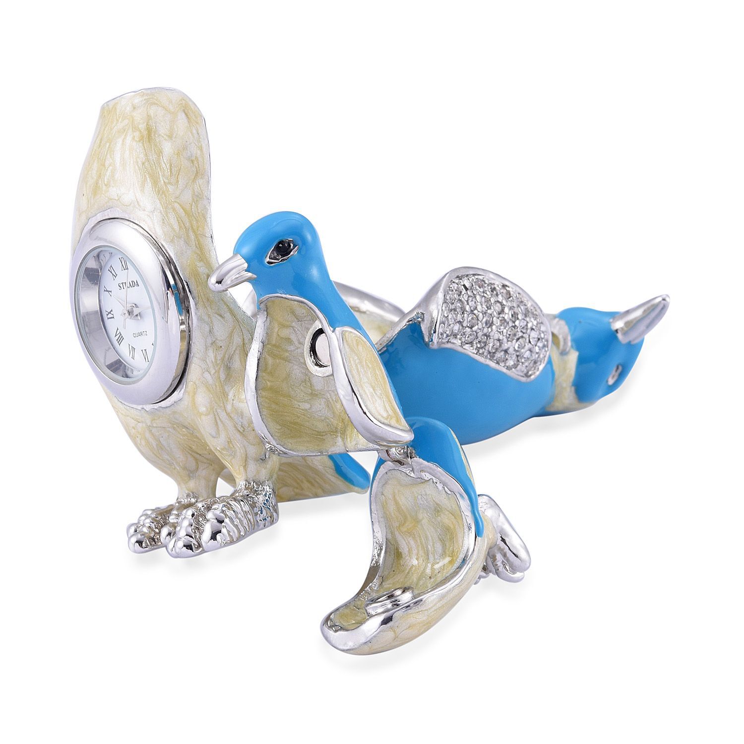 Black and White Austrian Crystal Studded Light Yellow and Blue Enameled ...