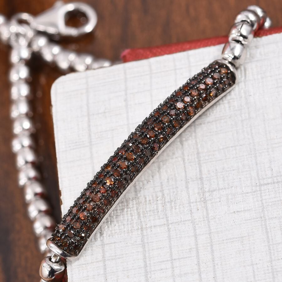 0.50 Ct Red Diamond Friendship Bracelet in Platinum Plated Silver 7 ...