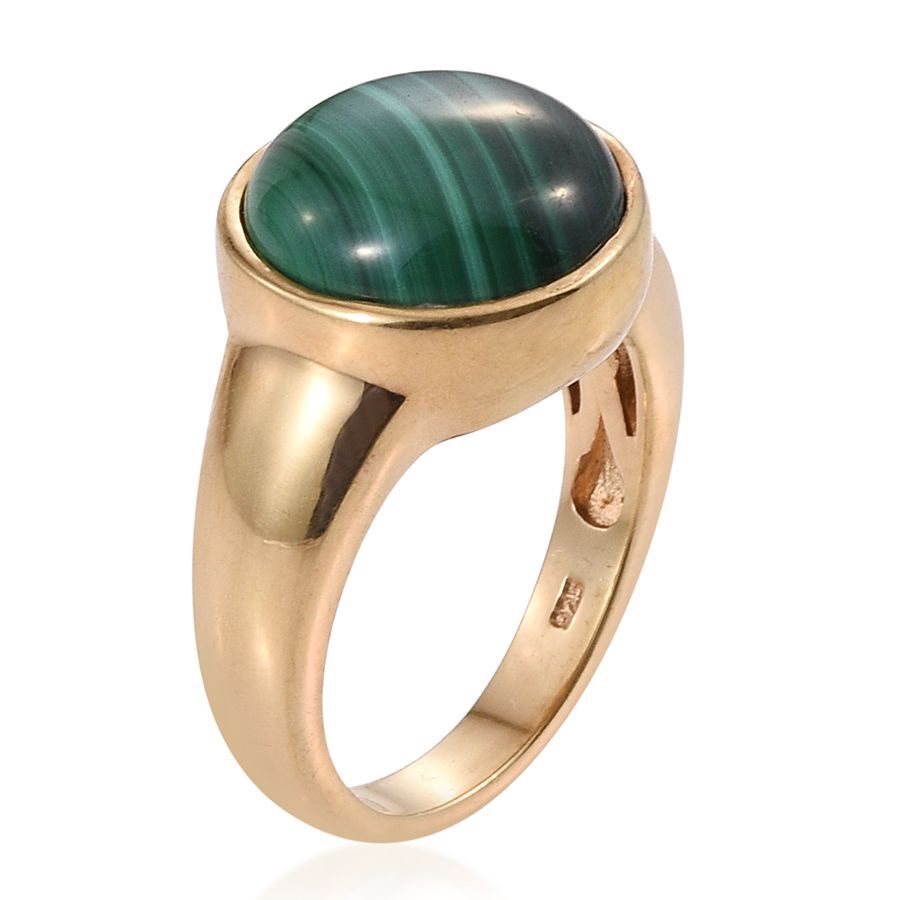 Malachite (Rnd) Ring in 14K Gold Overlay Sterling Silver 11.000 Ct ...