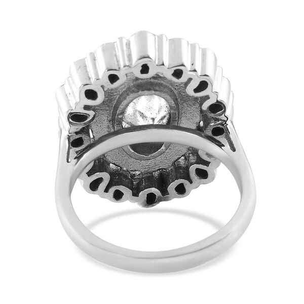 1 Ct. Polki Diamond Floral Ring in Platinum Plated Sterling Silver ...