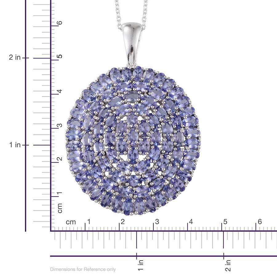 Tanzanite (Ovl) Cluster Pendant With Chain in Platinum Overlay Sterling ...