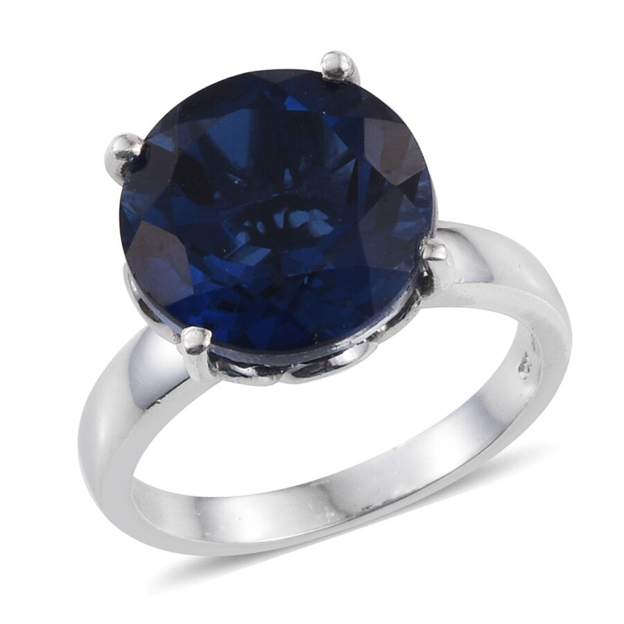 Ceylon Colour Quartz (Rnd) Solitaire Ring in Platinum Overlay Sterling ...