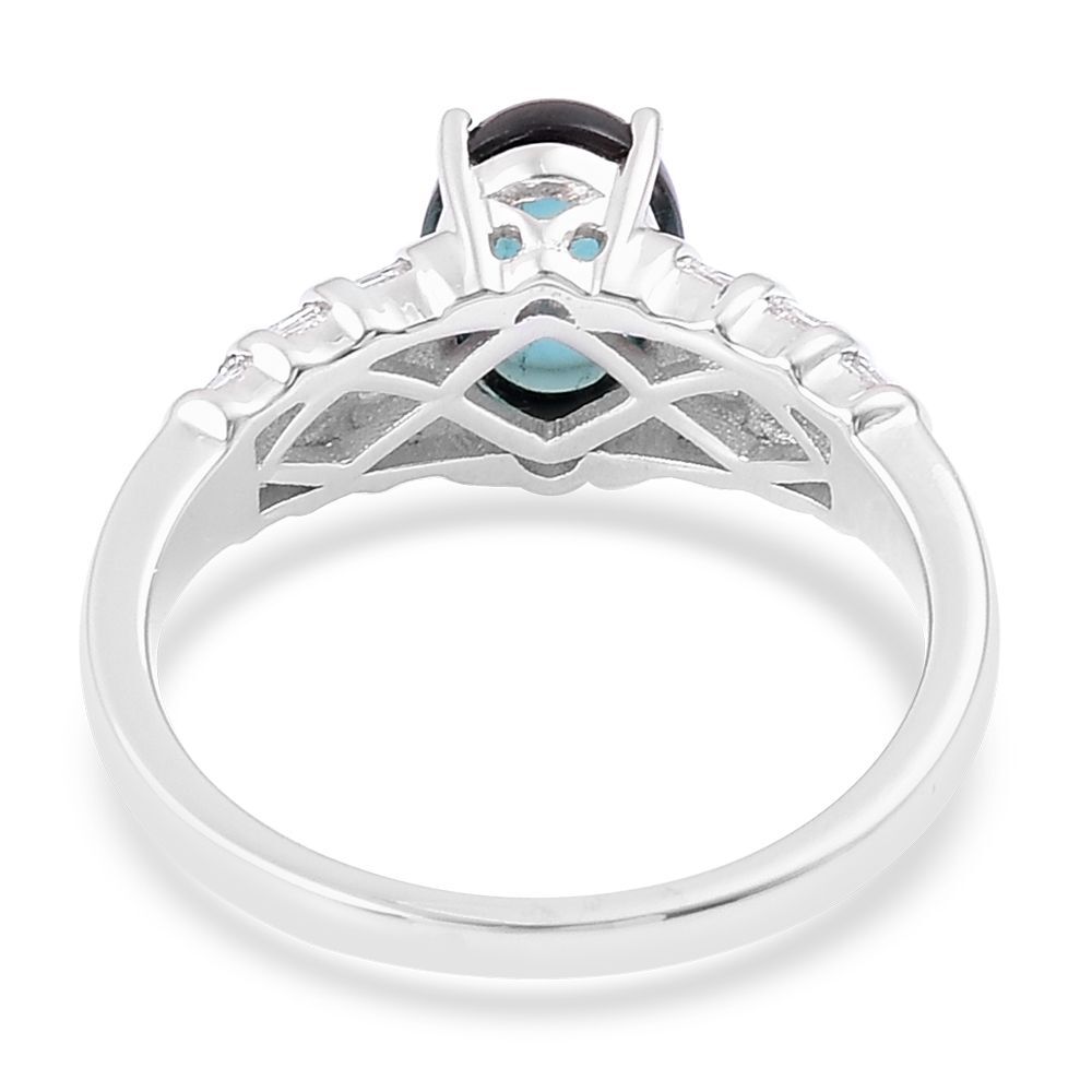 ILIANA 18K W Gold AAAA Mutuca Indicolite (Ovl 1.42 Ct), Diamond Ring 1. ...