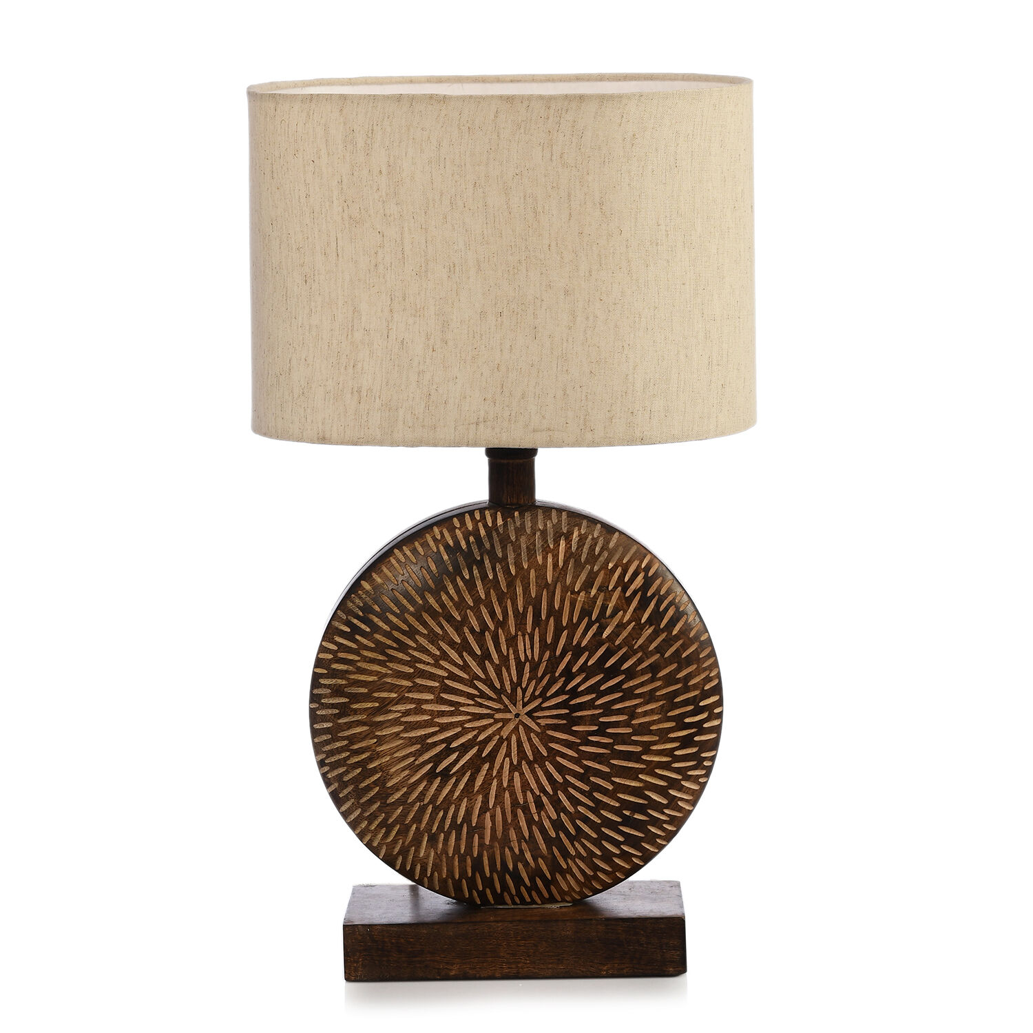 Nakkashi CE Cetified Solid Wood Hand Carved Table Lamp in Antique Burn ...
