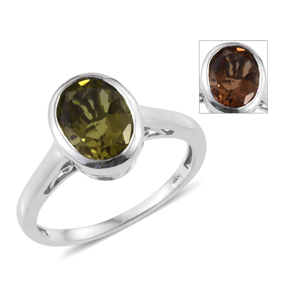 Alexite (Ovl) Solitaire Ring in Platinum Overlay Sterling Silver 3.750 ...