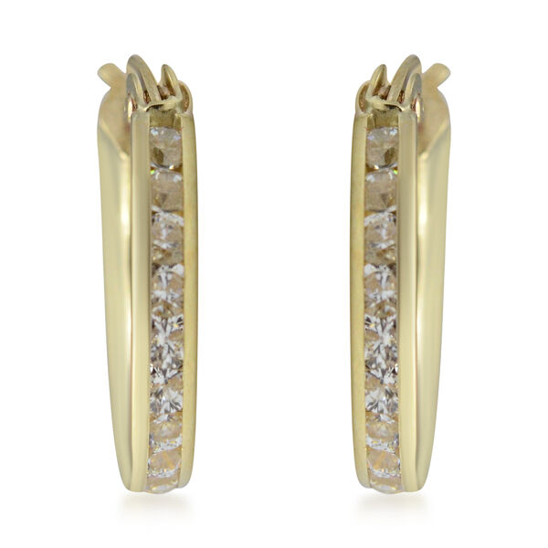 Hoop Earrings with Channel Set Cubic Zirconia in 9K Gold - 3611080 - TJC