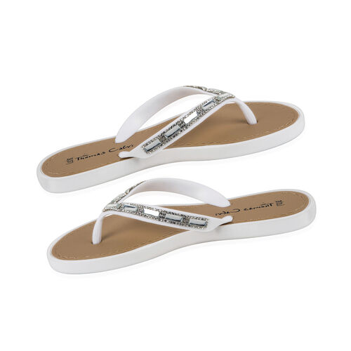 Brand New - Thomas Calvi - Deluxe Sparkle Flip Flop White - M3381421 - TJC