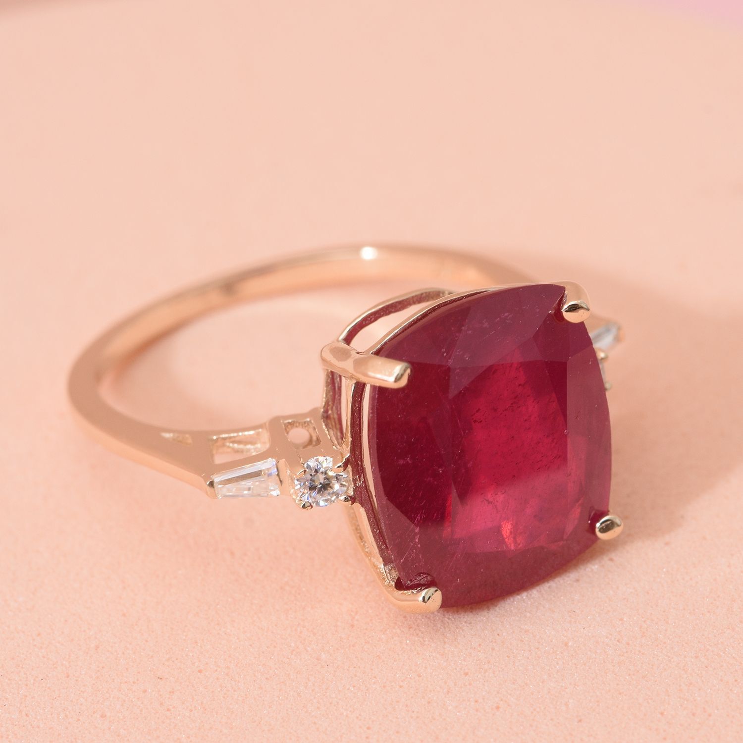 9K Yellow Gold 8.45 Ct AAA African Ruby and Moissanite Big Solitaire Ring - M7169248 - TJC