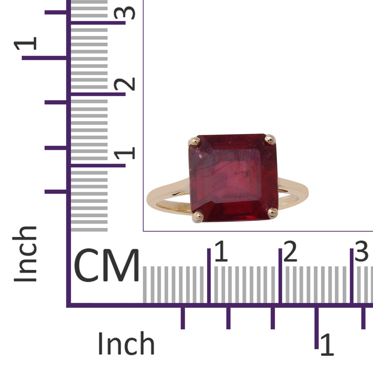 7.15 Ct AAA African Ruby Asscher Cut Solitaire Ring in 9K Gold - M3619647 - TJC