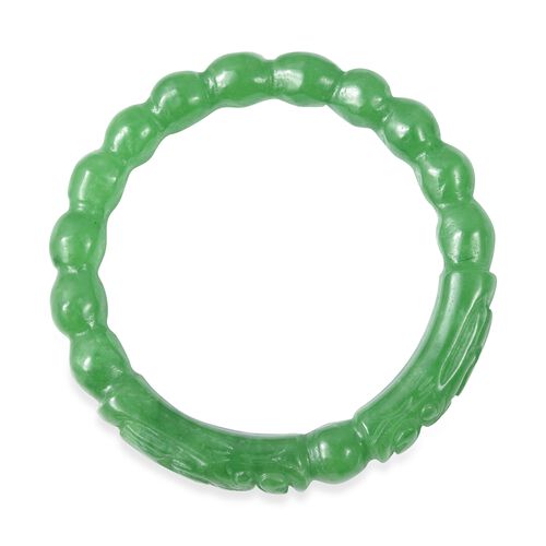 260 Carat Carved Green Jade Dragon Bangle 7.25 Inch - 3486284 - TJC