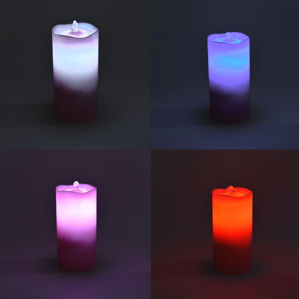 Real Wax Flameless Multicolour LED Water Fountain Candle with Remote ...