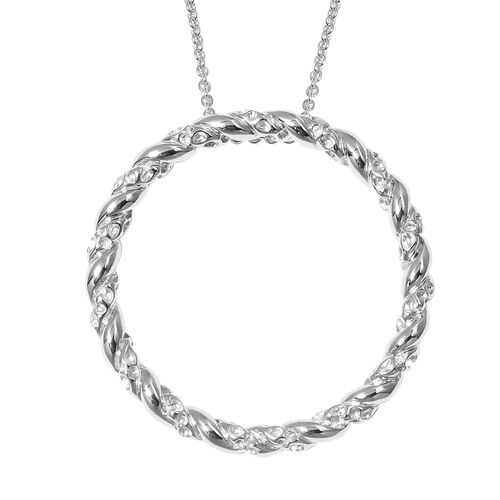 RACHEL GALLEY Circle of Life Pendant with Chain in Rhodium Plated ...