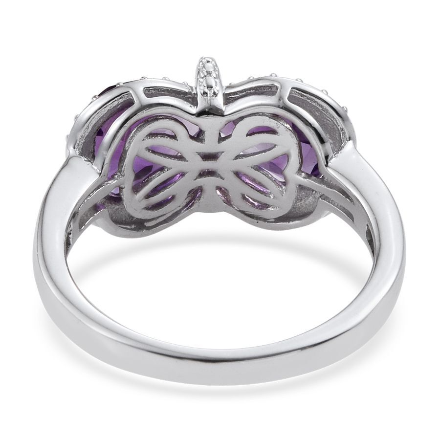 Uruguay Amethyst (Hrt) Ring in Platinum Overlay Sterling Silver 2.500 ...